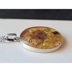 Jewelry | 925 Sterling Silver Preserved Real Flowers In Resin Pendant ...